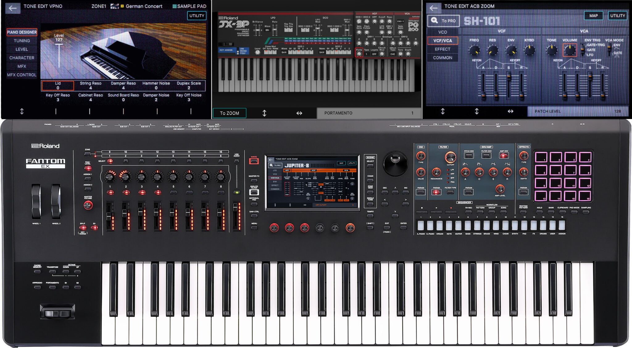 Roland FANTOM EXが誕生。JUPITER-8、SH-101、JX-3PJD-800も忠実に再現